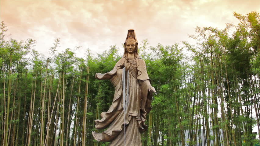 Guan Yin Statue In The Bamboo Garden. Stock Footage Video 10023014 ...
