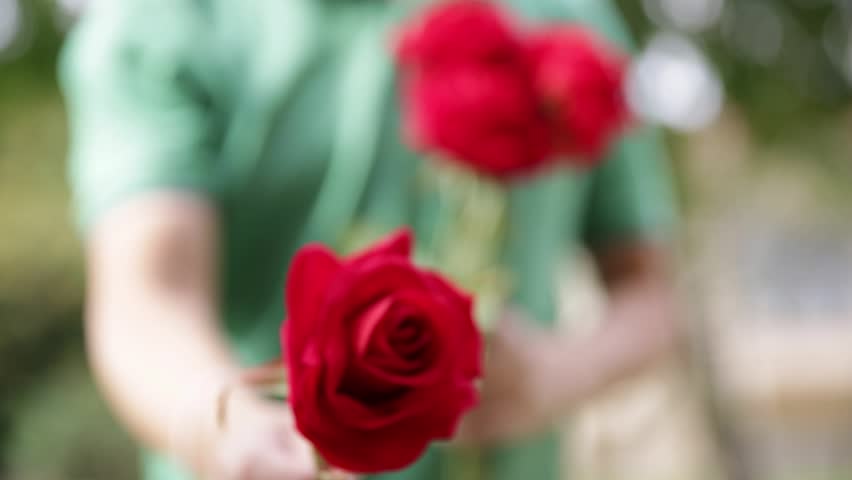Man Hand Giving Roses Flower, Stock Footage Video (100% Royalty-free ...