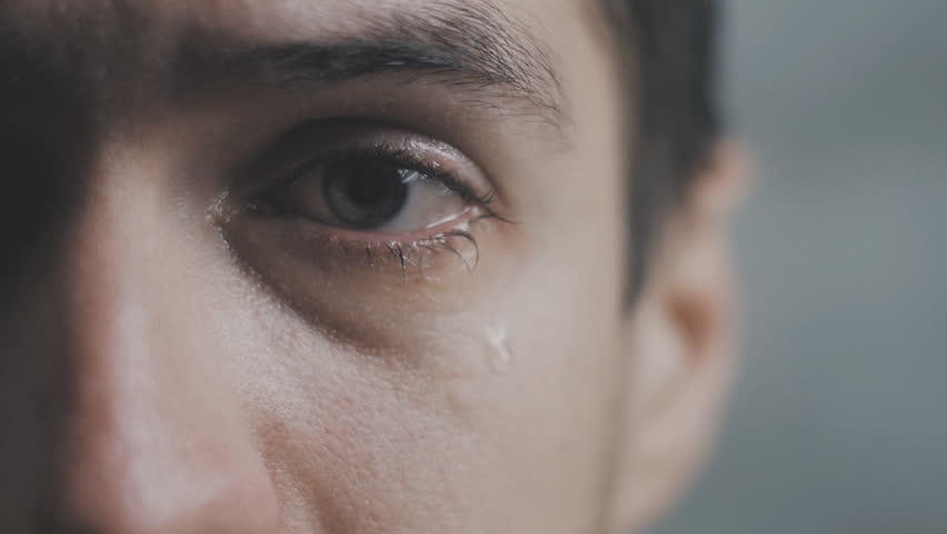 Shot Of Crying Man With Tears In Eye Closeup Stock Footage Video ...