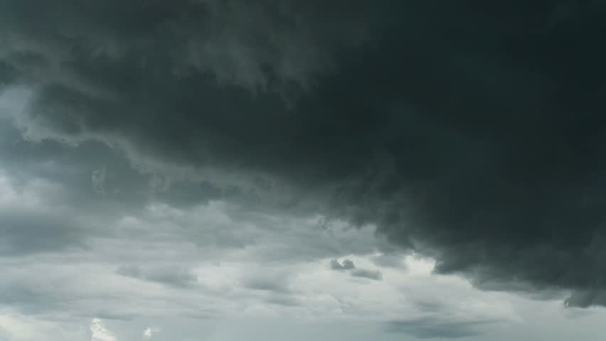 Time Lapse, Dark Clouds Swirl In Dramatic, Monsoon Storm Close Up ...