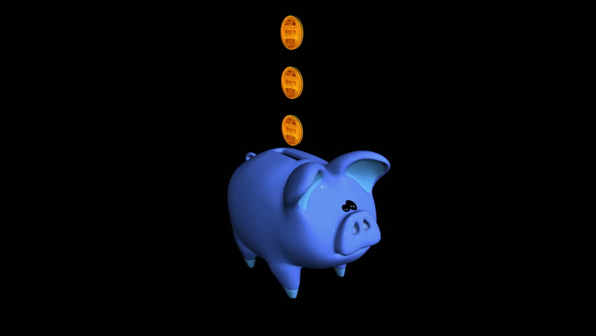 Cute Piggy Bank. Isolated On Black. Alpha Matte. Loopable. Gold Rose ...