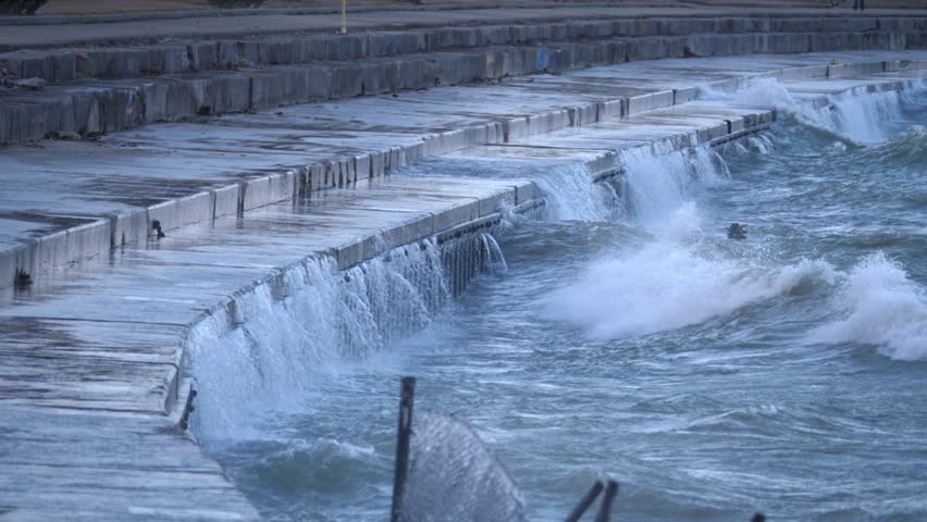 Waves crashing on shore in Michigan image - Free stock photo - Public ...
