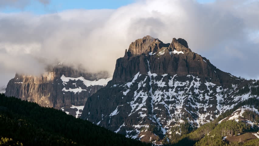 Clouds and sky over the scenic landscape at Yellowstone National Park ...