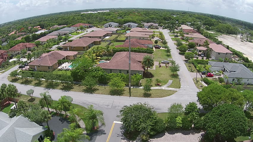 Residential Neighborhood In Miami, Florida Aerial View Stock Footage ...