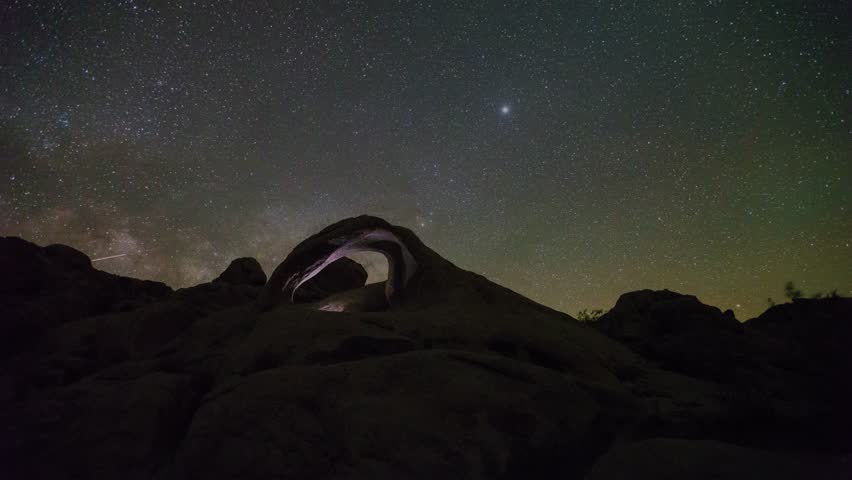 Night landscape, trees, and galaxy at Joshua Tree National Park ...