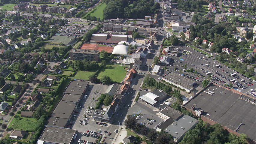 Aerial Belgium-waterloo 2007: Rooftops of Stock Footage Video (100% ...