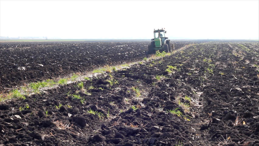 Tractor Discing Field With Disc Harrows To Prepare For Fall Seeding ...
