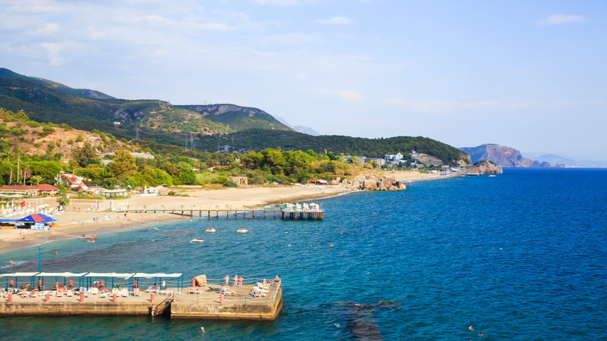 Landscape with ocean and hotels in Turkey image - Free stock photo ...