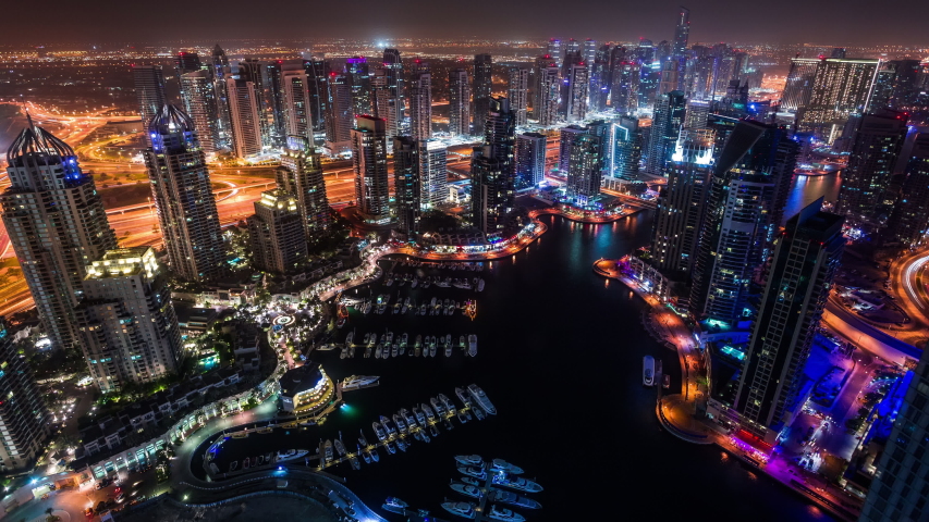 Time Lapse of the night in Dubai, United Arab Emirates, UAE image ...