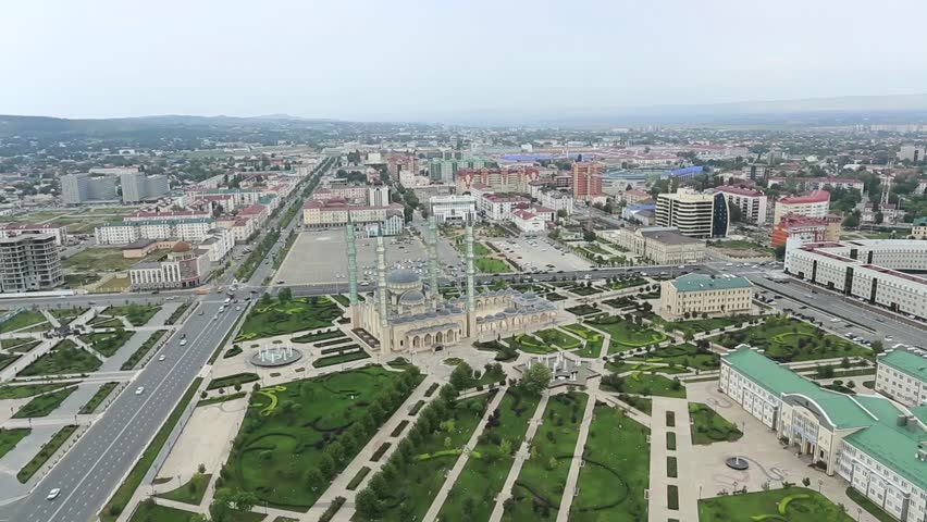 Chechnya Grozny Mosque Heart Of Chechnya Crossroad Static Camera View ...