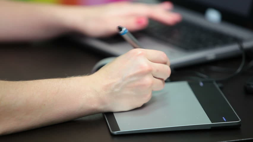 Designer Working/Graphic Designer Working With Drawing Tablet For A ...