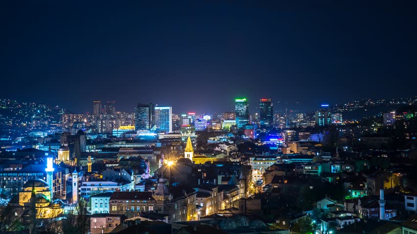 Night Turns Into Day - Sarajevo Cityscape - Time Lapse Stock Footage ...