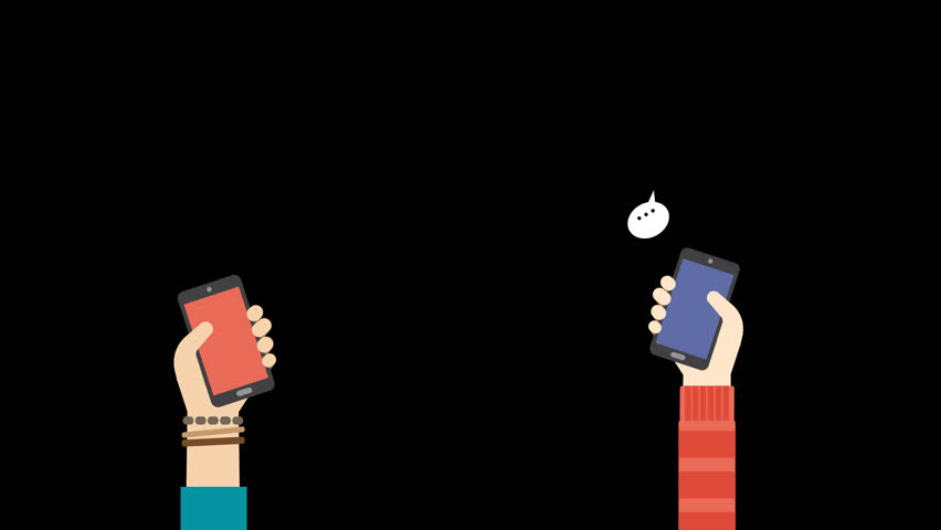 Animation Hands With Phones Send Sms To Each Other. The Flat Animation ...