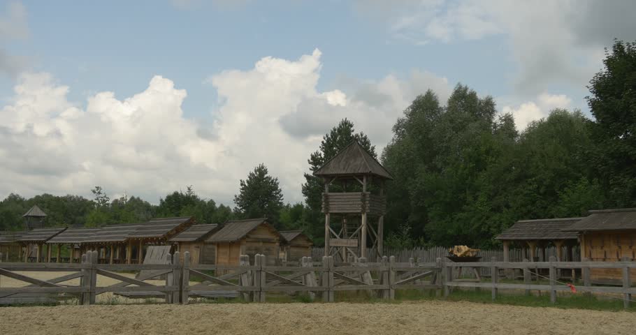 Wooden Log Watchtower Distantly, on a Pillars, 스톡 비디오 클립 | Shutterstock