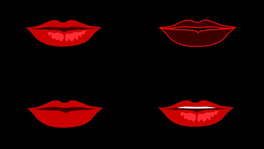 Set Of Animated Lips: Biting Lips, Pointing Out Language, Licking Lips ...