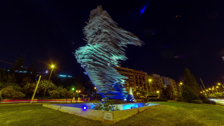 August 2015 Athens,Greece.4K 30p Night Timelapse Of The Runner ...
