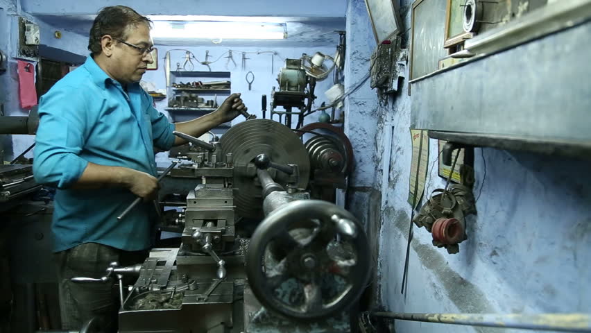 Worker Operating In Manual Lathe Stock Footage Video 20591695 ...
