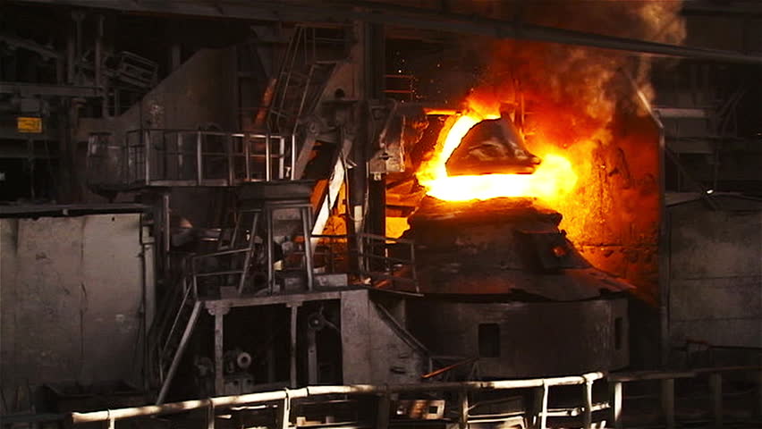 Pouring Of Liquid Metal. Iron And Steel Industry. Foundry - Molten ...
