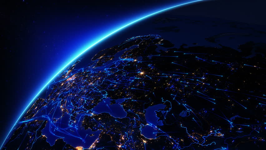 Sunrise Over Europe. The European States From Space. Clip Contains ...