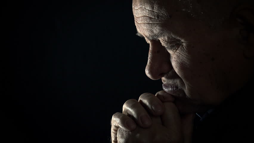 Sad Old Man Praying in Stock Footage Video (100% Royalty-free) 12397199 ...