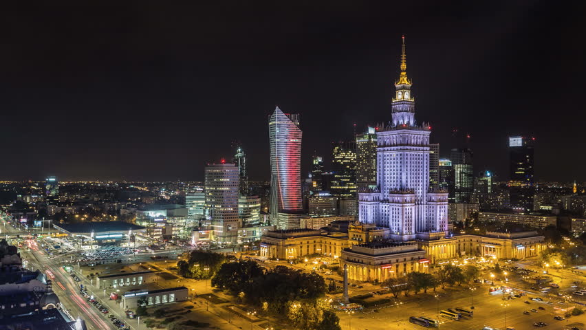 Night Skyline and Cityscape of Warsaw image - Free stock photo - Public ...