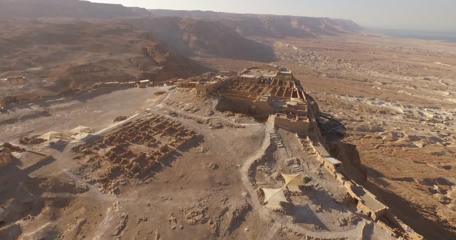 Stock video of soaring aerial 4k view masada, israel. | 12508979 ...