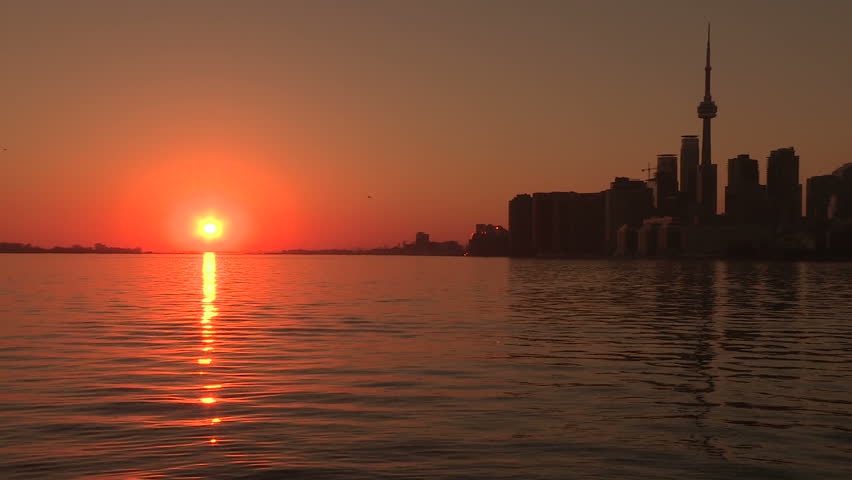 Fireball Red Sunset By Toronto Stock Footage Video (100% Royalty-free ...
