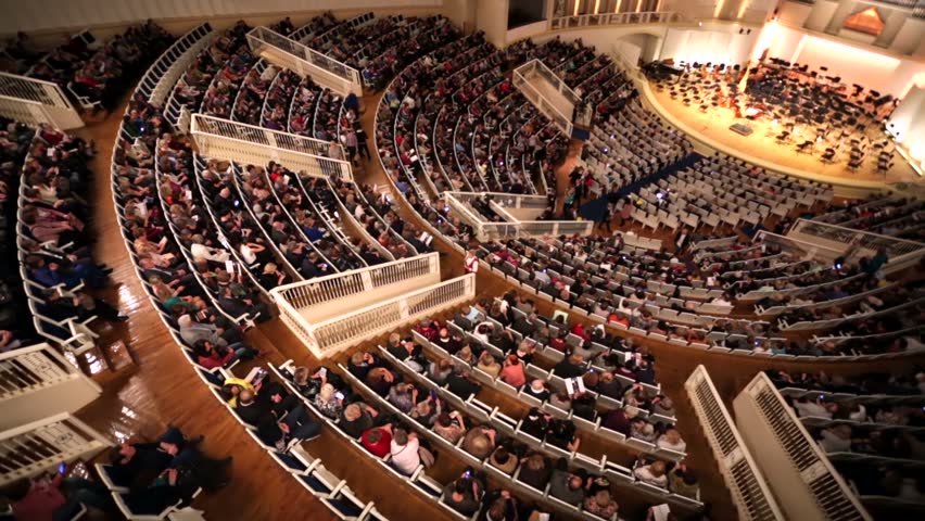MOSCOW, RUSSIA - NOVEMBER 02, 2015: Audience Inside Tchaikovsky Concert ...