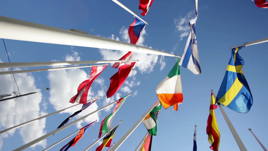 Flags Of Many States Are Fluttering On Flagpoles Stockvideos ...