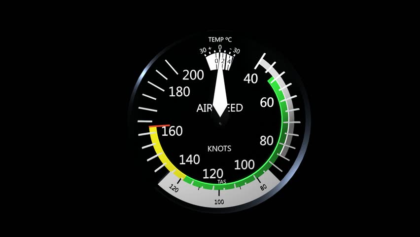 Airspeed Indicator.airspeed Airplane Gauge Indicator. Stock Footage ...