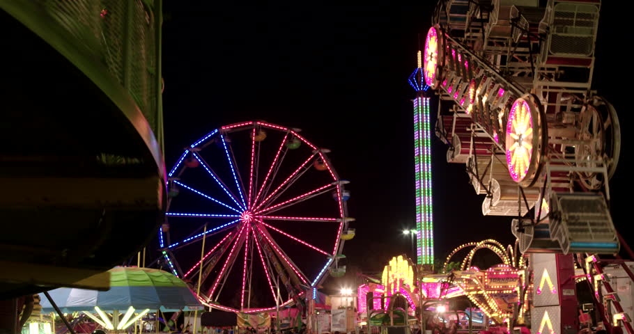 Carnival Rides And Flashing Lights At Night Stock Footage Video 7811989 ...