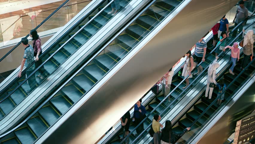 Empty Escalator Stairs Moving Up With Logo Warning Stock Footage Video 12037844 | Shutterstock