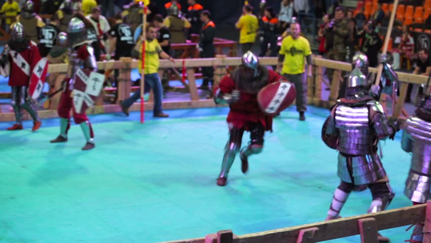 MOSCOW, RUSSIA - DECEMBER 05, 2015: Slow Motion View Of Knights Fight ...