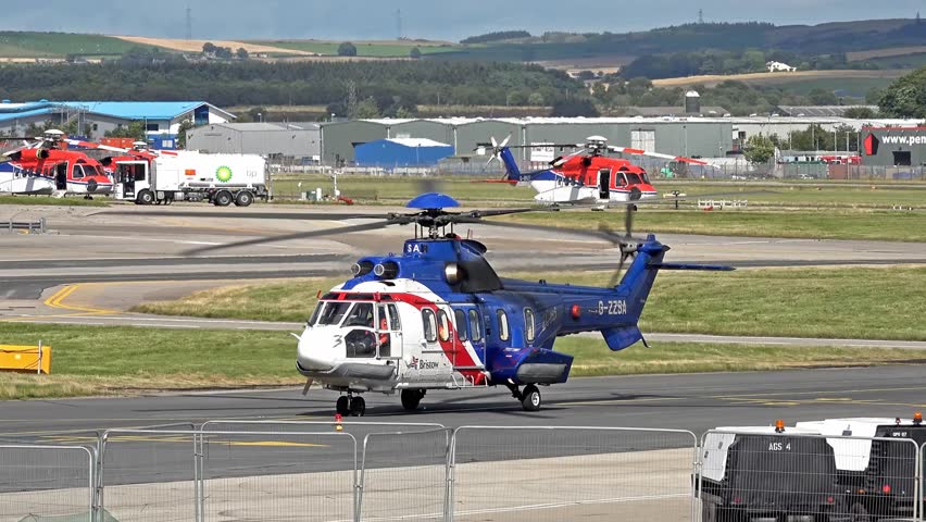 ABERDEEN / SCOTLAND - DECEMBER 11 2015 : Helicopter Landing At The ...