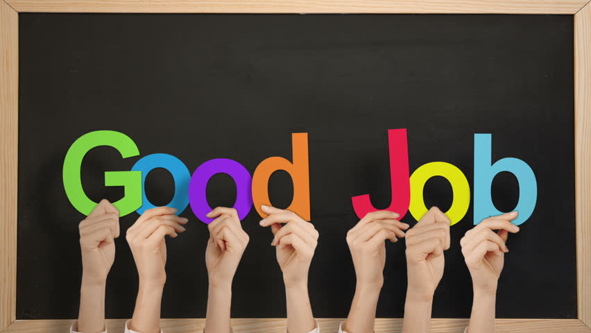 Hands Holding Up Good Job On White Background Séquences vidéo libres de ...