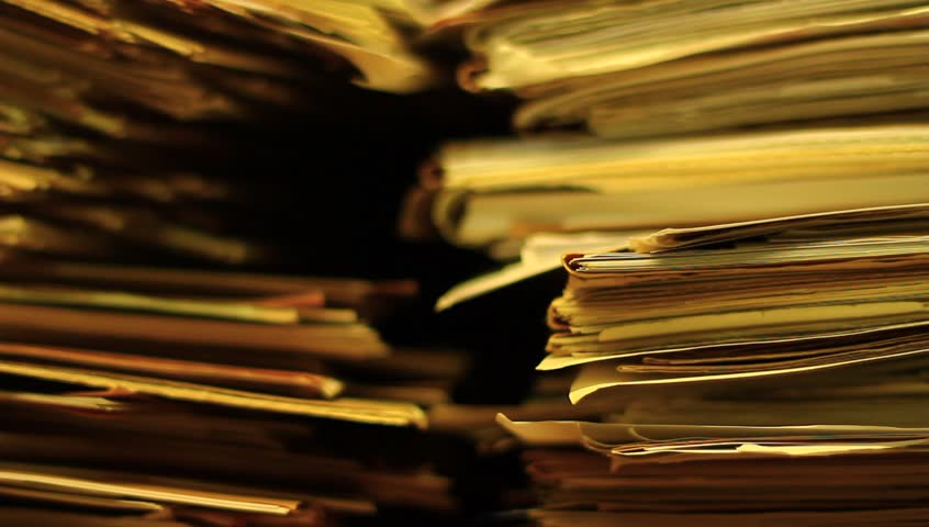 Stacks Of Old Papers, Old Office Documents, Old Paper Work. Stockvideos ...