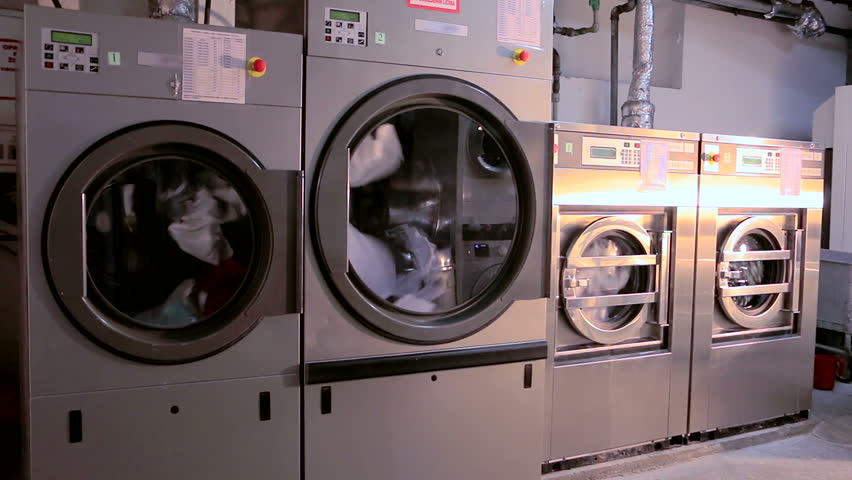Large Industrial Washing Machines In The Hotel Laundry Stock Footage ...