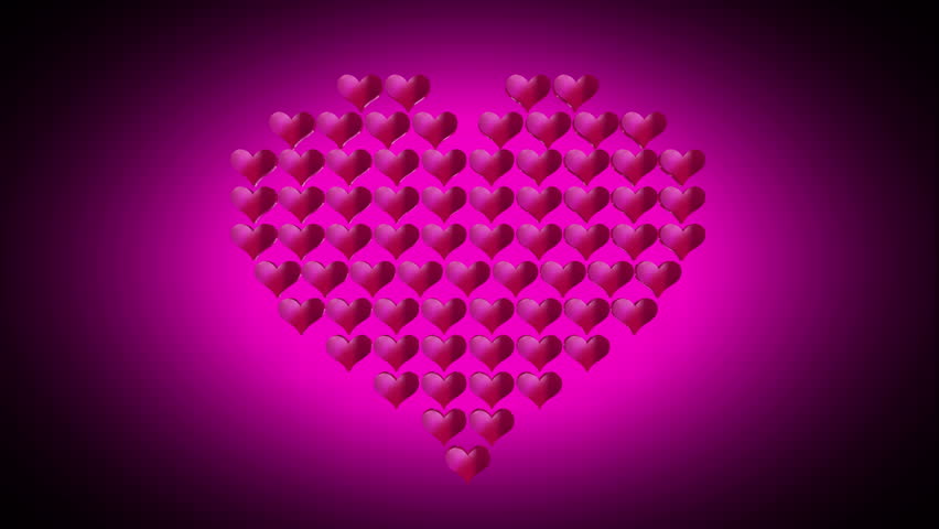 Many Animated Pink Small Hearts Expand And Contract To Form A Big Heart ...