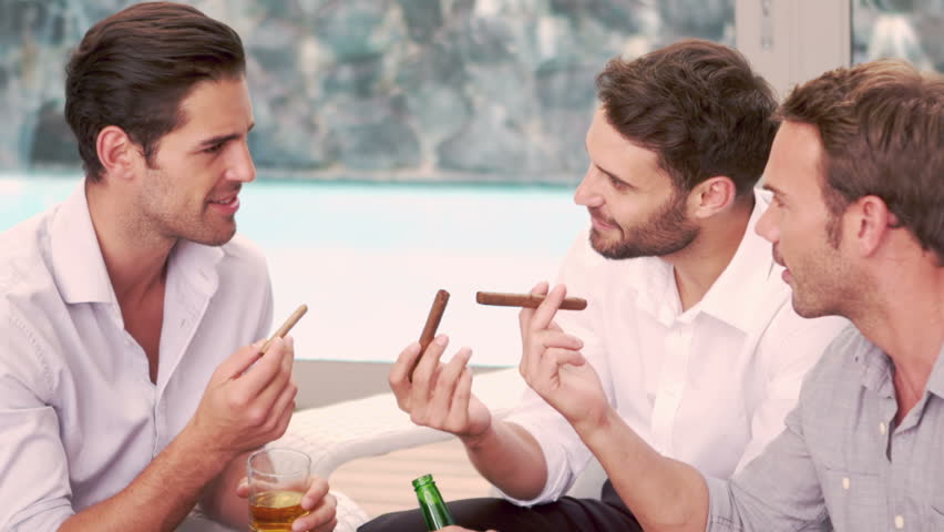 Smiling Friends Smoking Cigar in Stock Footage Video (100% Royalty-free ...