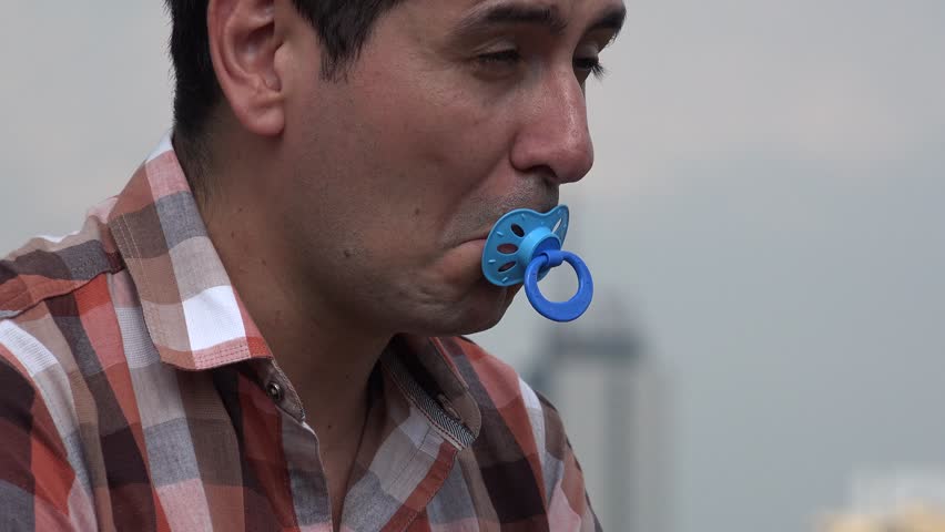 Adult Man Using Baby Pacifier Stock Footage Video 14111033 | Shutterstock