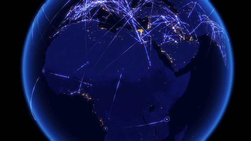 Global Communications Through the Network Stock Footage Video (100% ...