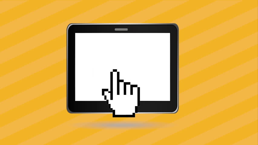 3d Animation Of Touchscreen Gesture Of A Hand Cursor Over A Digital ...