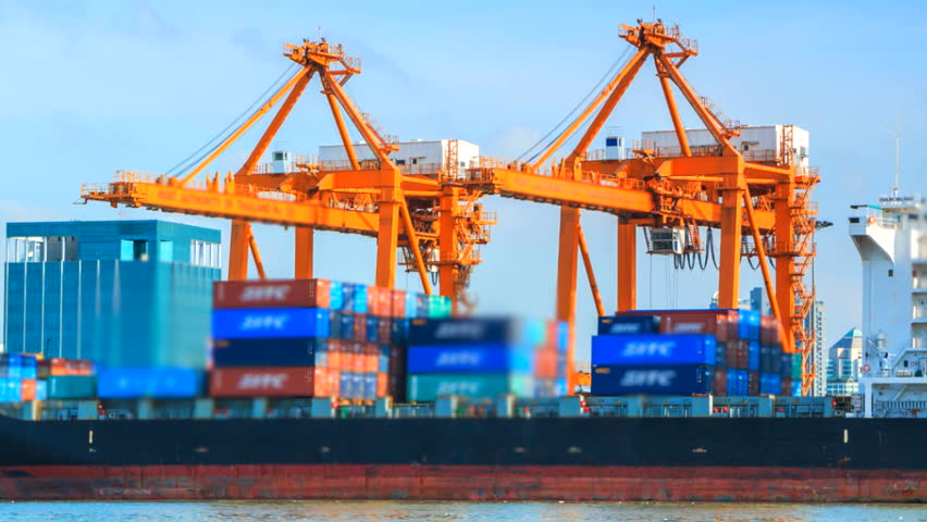 BANGKOK, THAILAND - 1 June 2017 :Time Lapse Of Big Crane Loading And ...