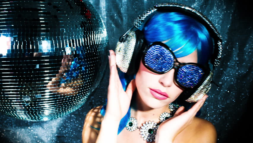4k Stunning Sexy Disco Woman With Bling Crystal Covered Headphones ...