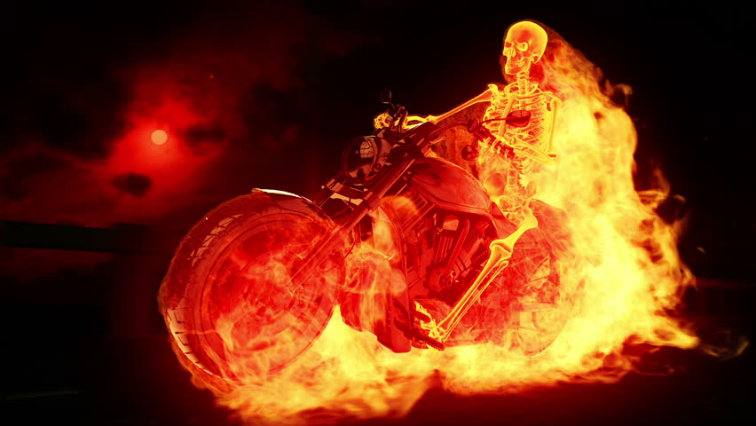 Skeleton Biker On Fire 2 Stock Footage Video 1465606 | Shutterstock