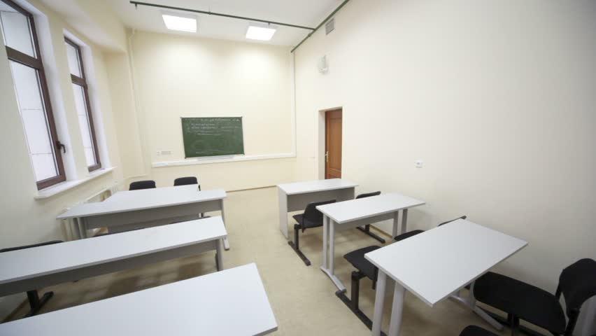 Empty Beige Classroom with Wooden Stock Footage Video (100% Royalty ...