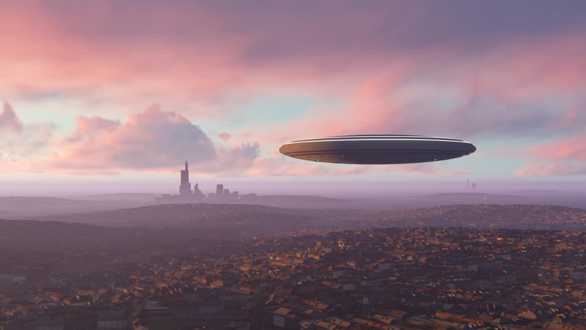 Alien Spaceship hovering over the city image - Free stock photo ...