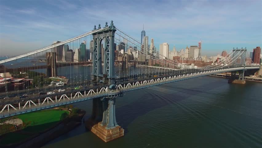 HD Video Of Manhattan Bridge And East River, New York City Stock ...
