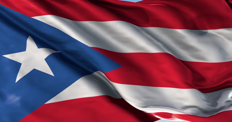 Realistic Flag Of Puerto Rico Waving In The Wind. Seamless Loop With ...