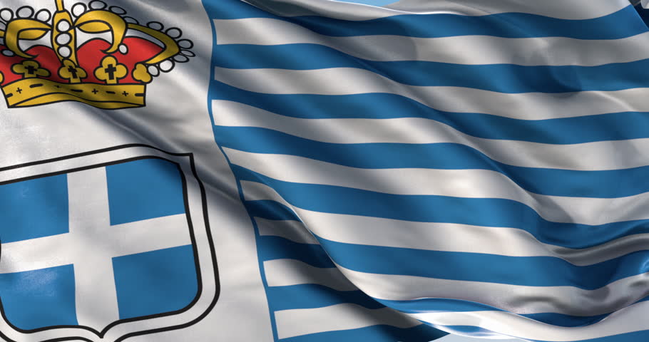 Principality Of Seborga Flag Waving In Slow Motion Against Clean Blue ...